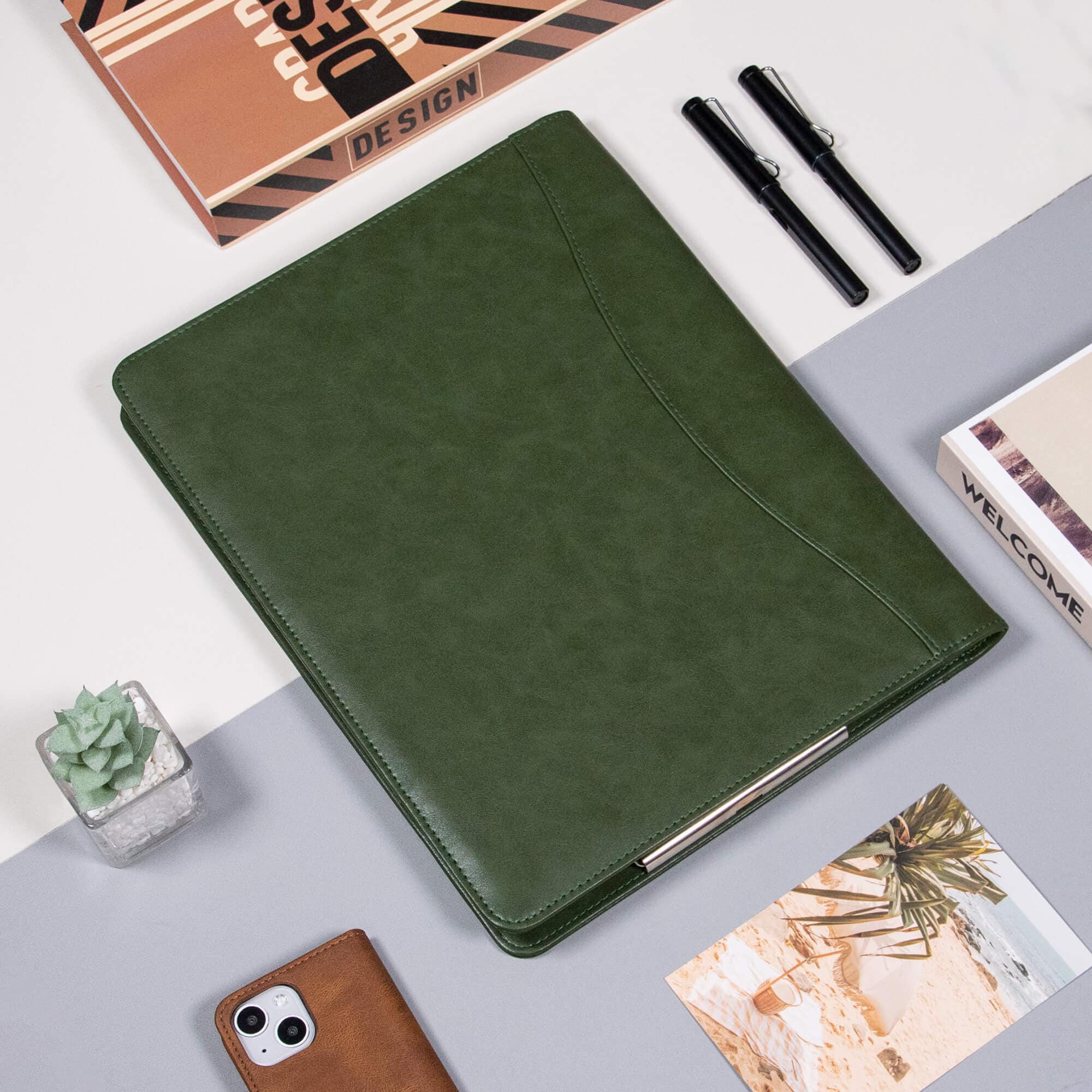 Personalized Vegan Leather Journal With Clipboard,custom Green Leather ...
