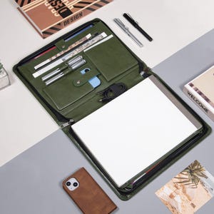 Personalized Leather Portfolio Cover, Custom Vegan Leather Padfolio ...