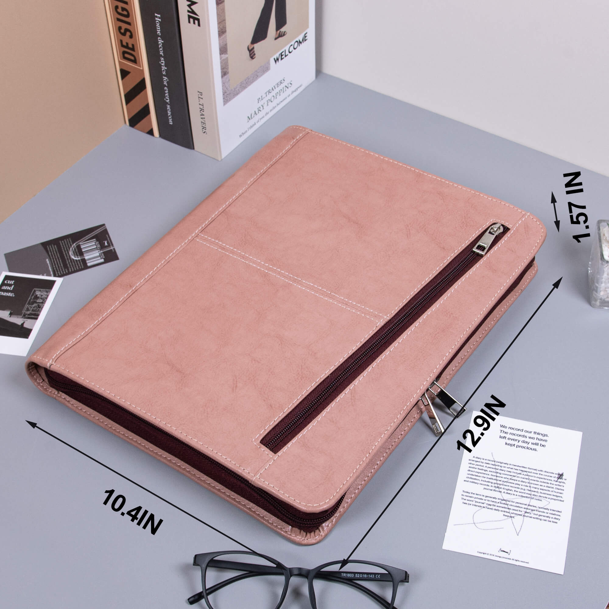 Custom Pink Vegan Leather Portfolio,office Leather Padfolio for Women ...
