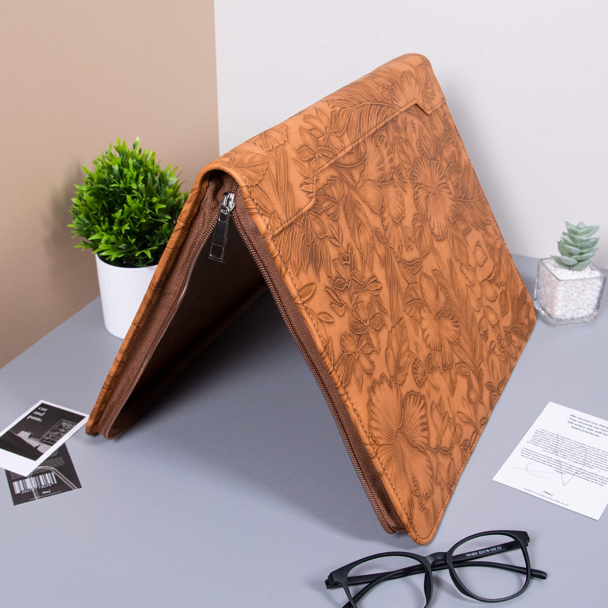 Embossed Pu Leather Portfolio,personalized Document Storage for Her,monogrammed Leather Folder ...