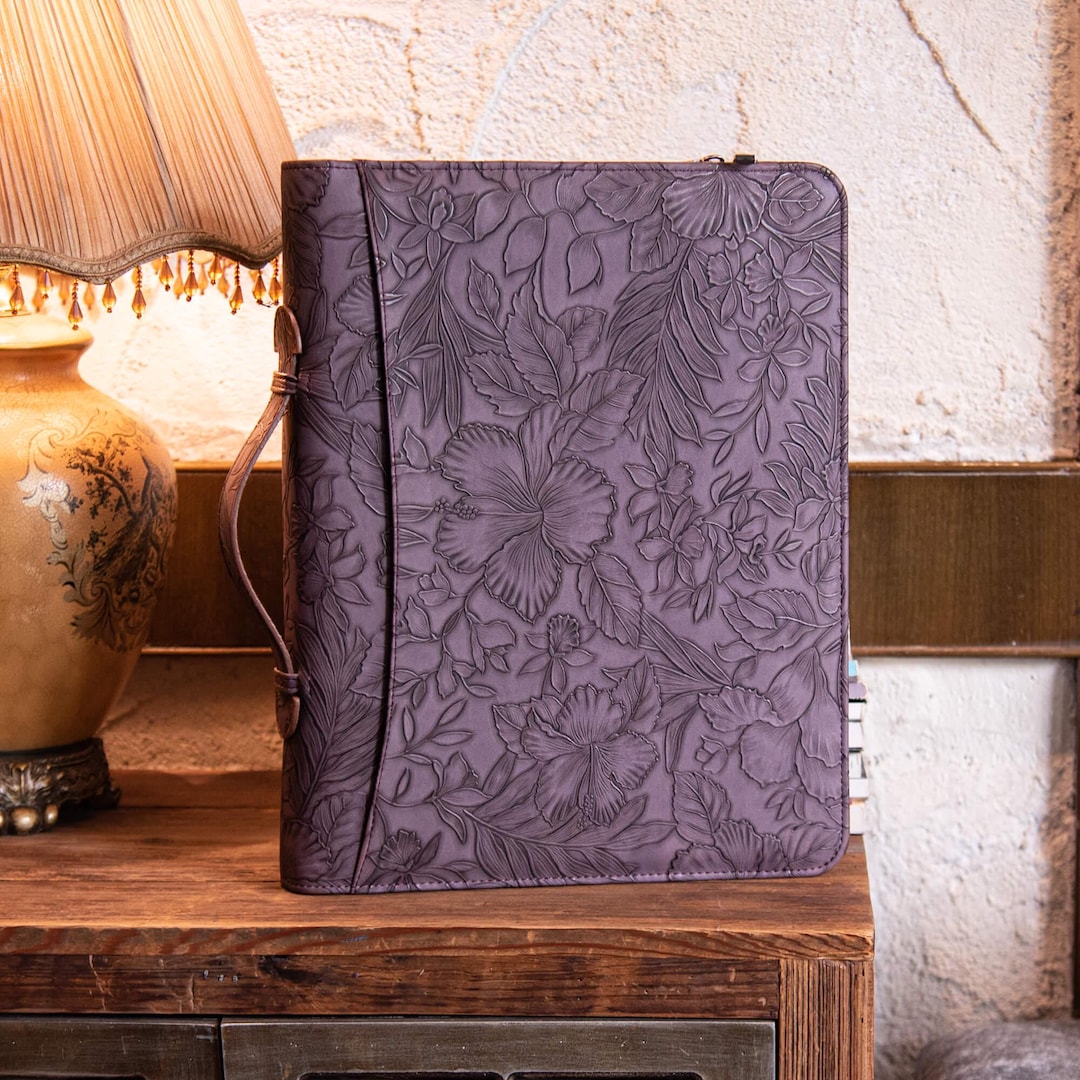 Embossed Leather Portfolio, 3-ring Binder Padfolio Cover, Custom ...