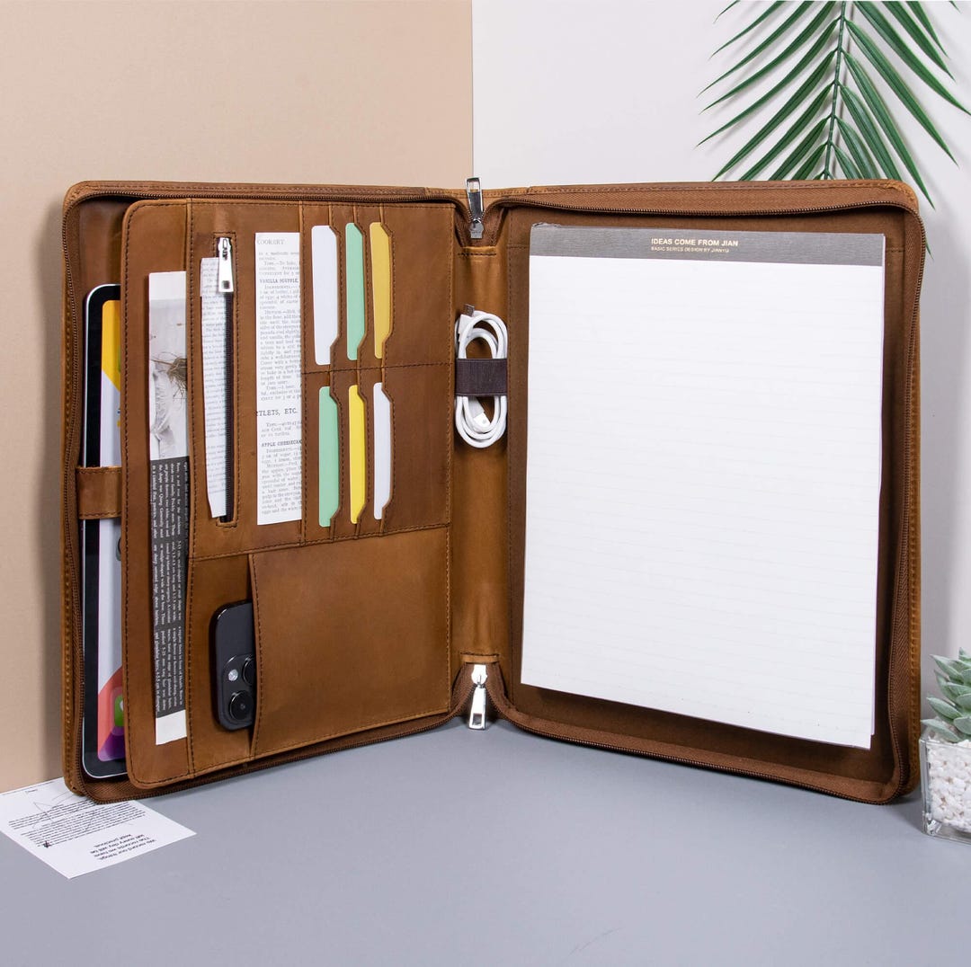 Personalized Crazy Horse Leather Portfolio,engraved Leather Notebook ...