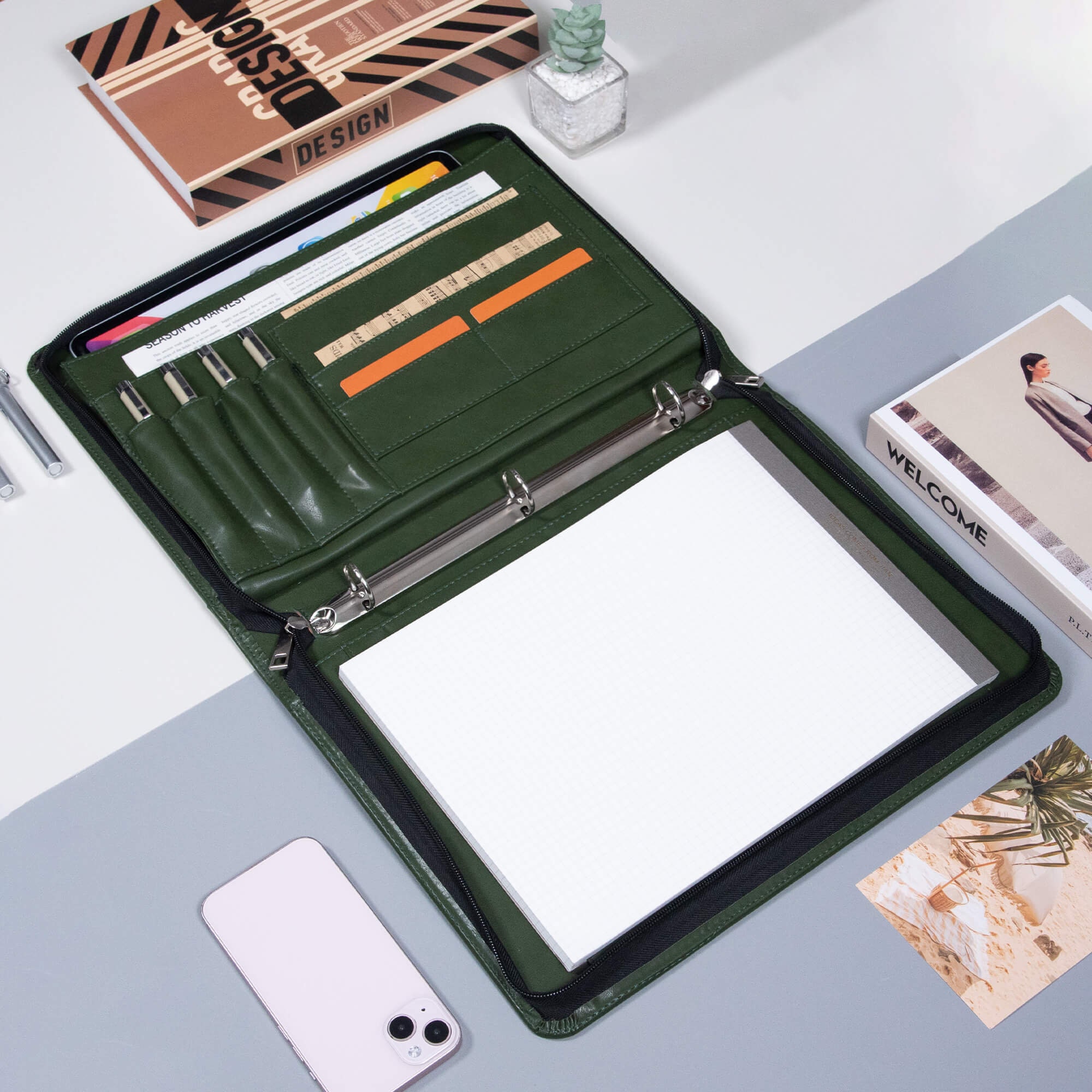 Personalized Vegan Leather Portfolio for Men, Custom 3 Ring Binder ...