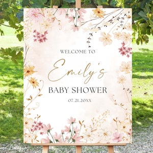 Wildflower Baby Shower Welcome Sign, Boho Floral Baby Shower Sign ...
