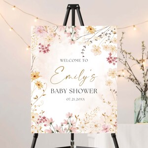 Wildflower Baby Shower Welcome Sign, Boho Floral Baby Shower Sign ...