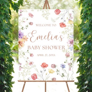 Wildflower Baby Shower Welcome Sign, Floral Baby in Bloom Welcome ...
