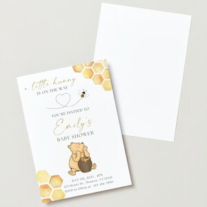 Classic Pooh Baby Shower Invitation Hunny Bee Pooh Bear - Etsy