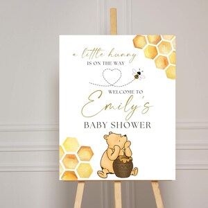 Classic Pooh Baby Shower Welcome Sign, Honey Bee Pooh Bear Poster ...
