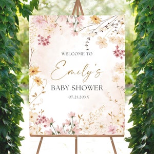 Wildflower Baby Shower Welcome Sign, Boho Floral Baby Shower Sign ...