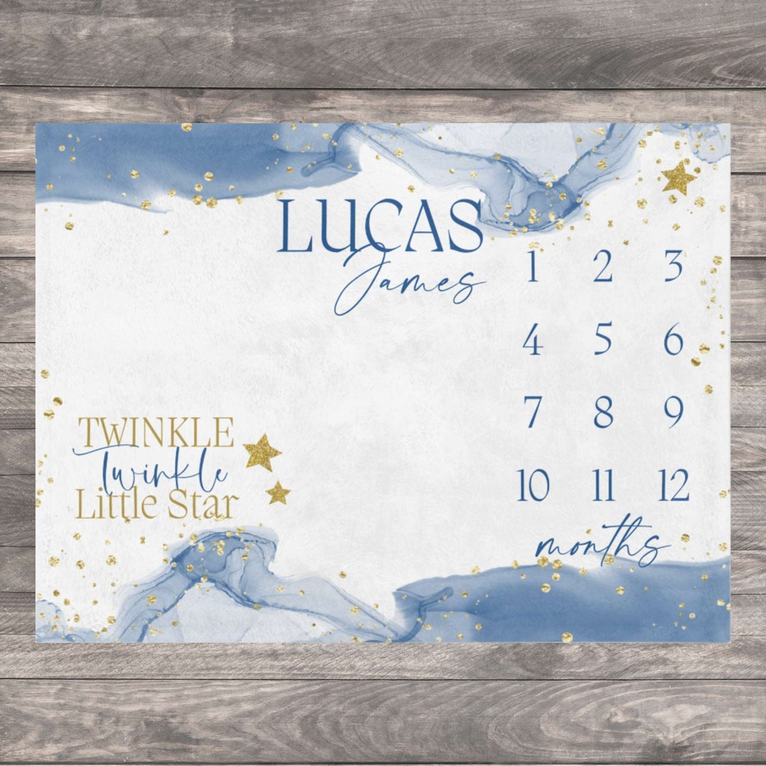 Twinkle Little Star Baby Milestone Blanket Boy, Personalized Name Month ...