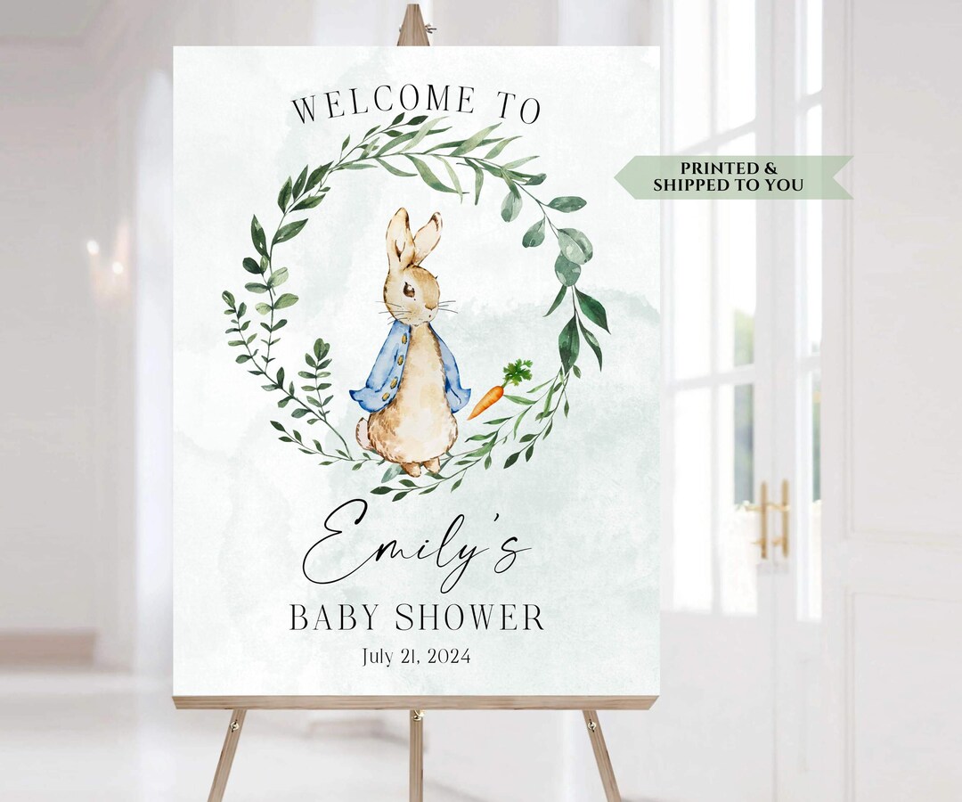 Peter Rabbit Baby Shower Welcome Sign, Peter Rabbit Party Poster, Peter ...