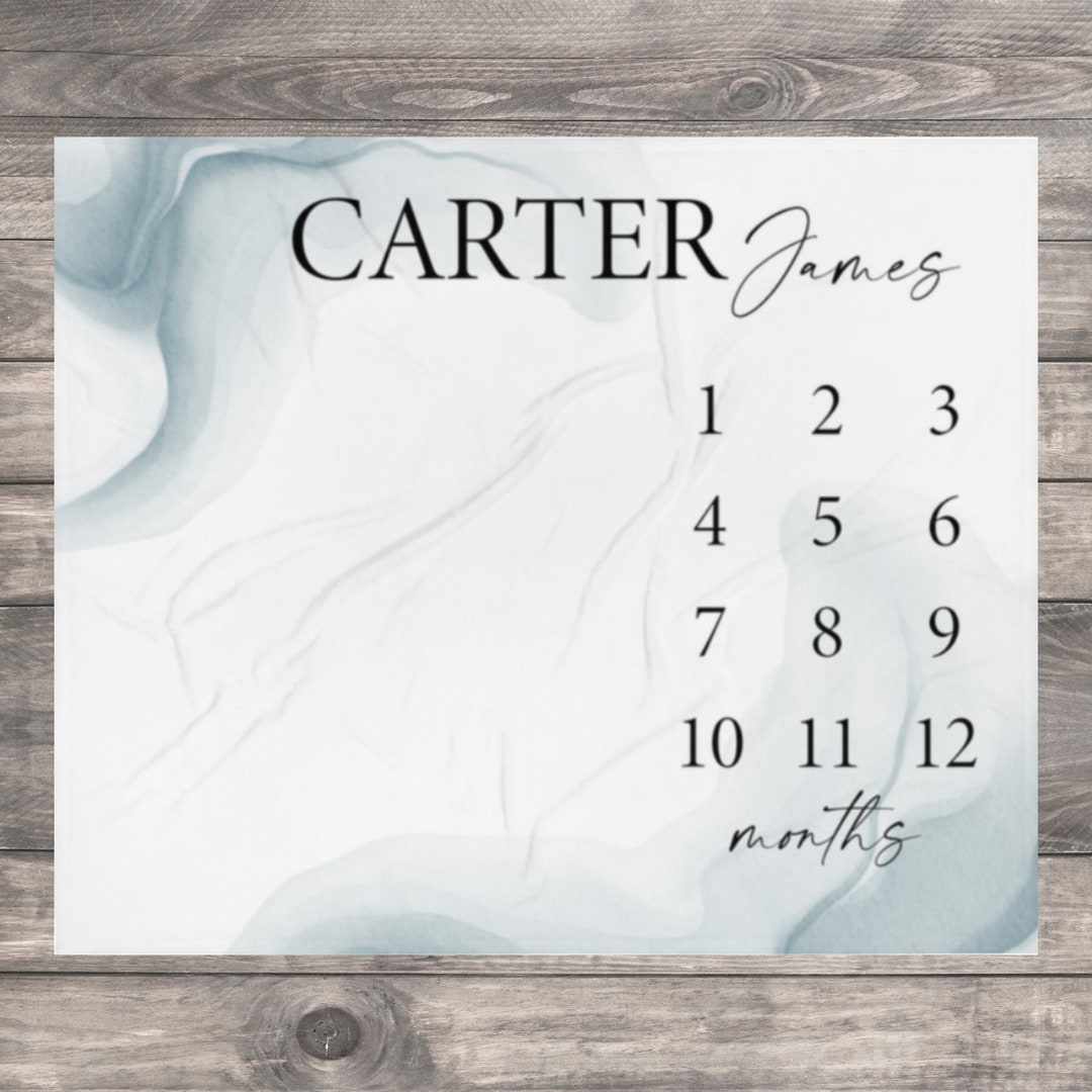 Baby Milestone Blanket Boy, Personalized Name Month Blanket, First Year ...