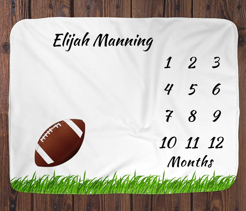 Football Baby Milestone Blanket Month Blankets Boy Monthly | Etsy