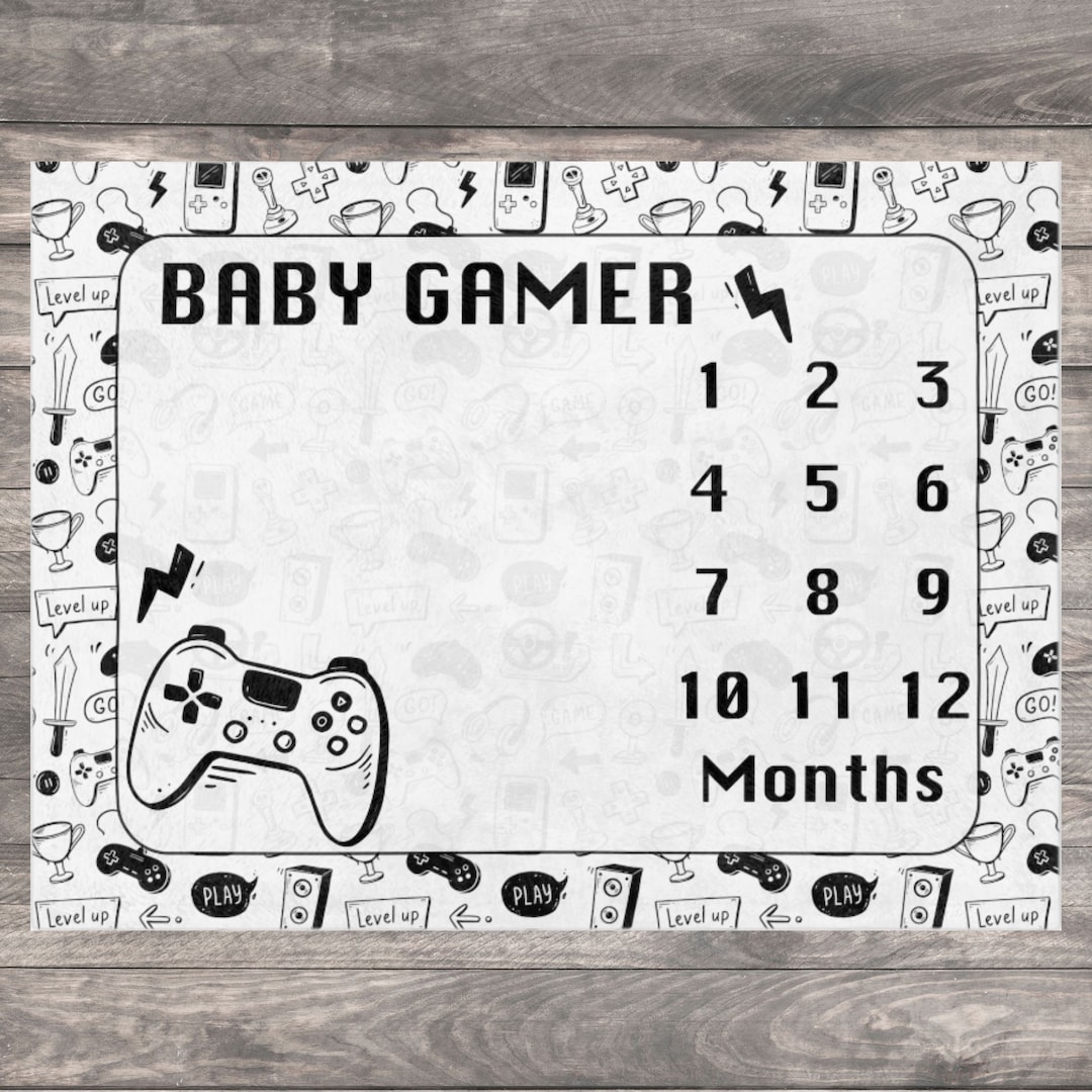Gamer Baby Milestone Blanket Boy, First Year Calendar Monthly Growth ...