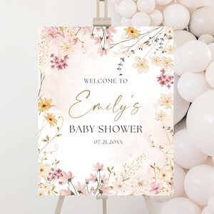 Wildflower Baby Shower Welcome Sign, Boho Floral Baby Shower Sign ...