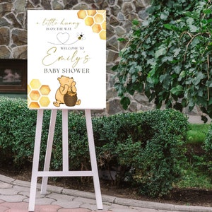 Classic Pooh Baby Shower Welcome Sign, Honey Bee Pooh Bear Poster ...