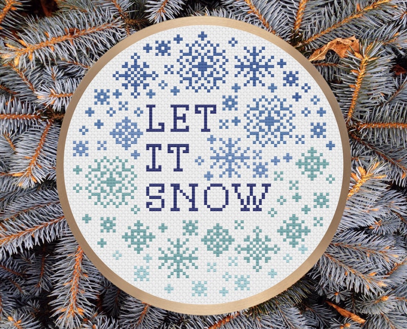Let It Snow Cross Stitch Pattern Modern & Cute Winter - Etsy
