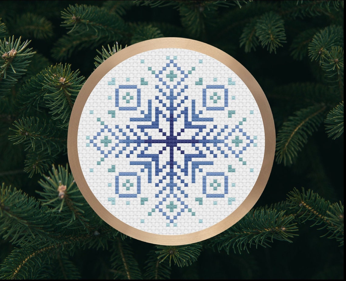 Snowflake Ornament Cross Stitch Pattern Instant PDF Download Round ...