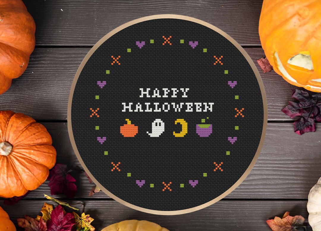 Happy Halloween Cross Stitch Pattern: A Cute, Spooky & Modern Beginner ...