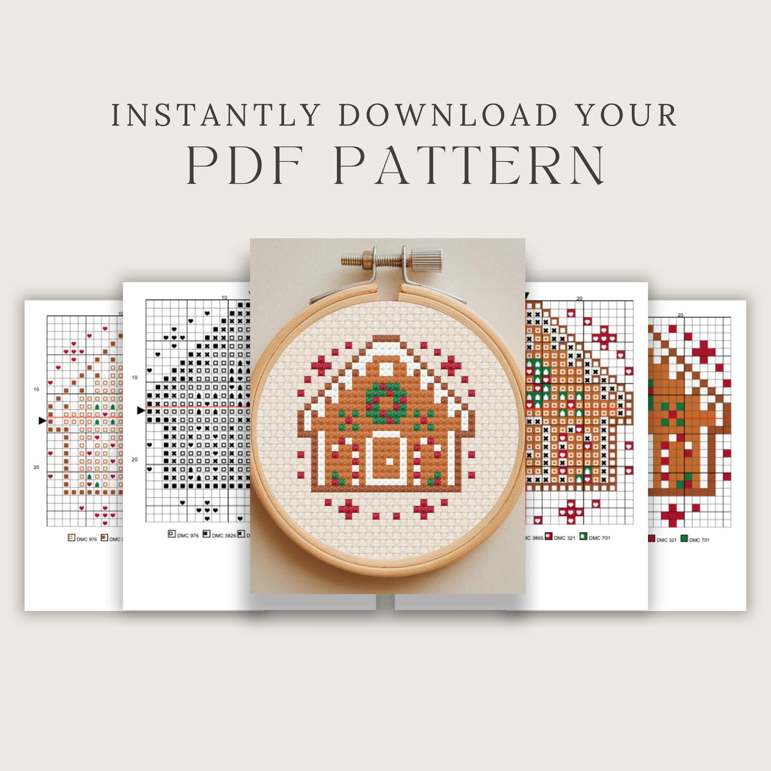 Mini Gingerbread House Ornament Cross Stitch Patterns | Small: Fits 3 ...