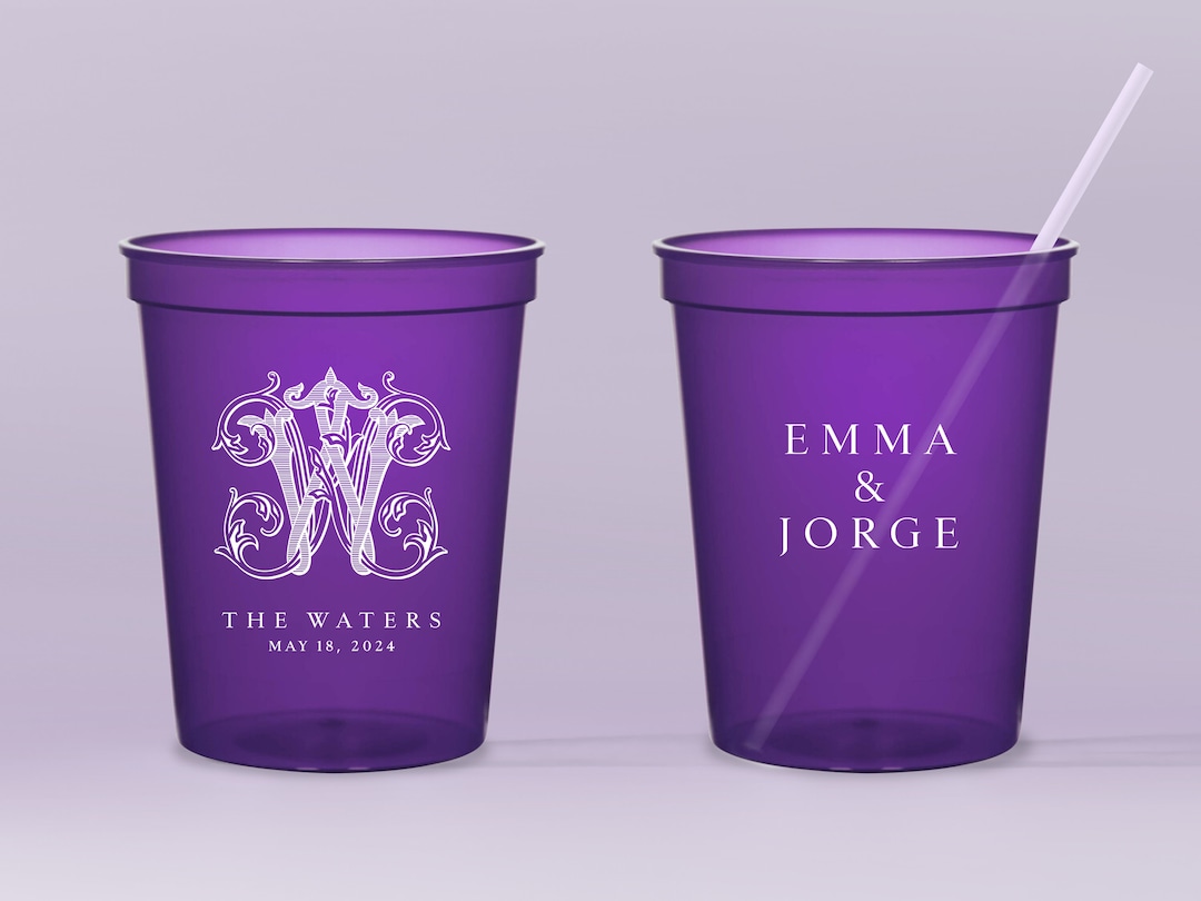 Vine Monogram Semi-custom Plastic Stadium Cups | 4 Sizes | Souvenir Cup ...