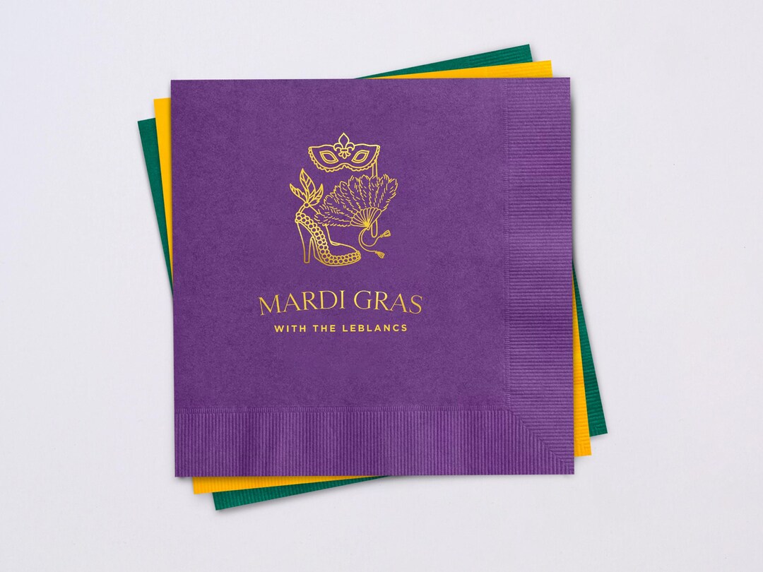 Mardi Gras Queen Personalized Napkins With Foil Printing | 19 Napkin ...
