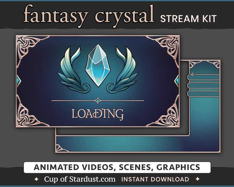 Fantasy Crystal Stream Overlays Kit Animated Starting - Etsy