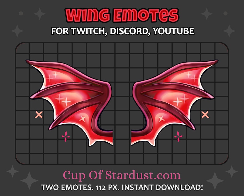 Red Twitch Wing Emotes - Demon Dragon Wings - Discord / Youtube ...