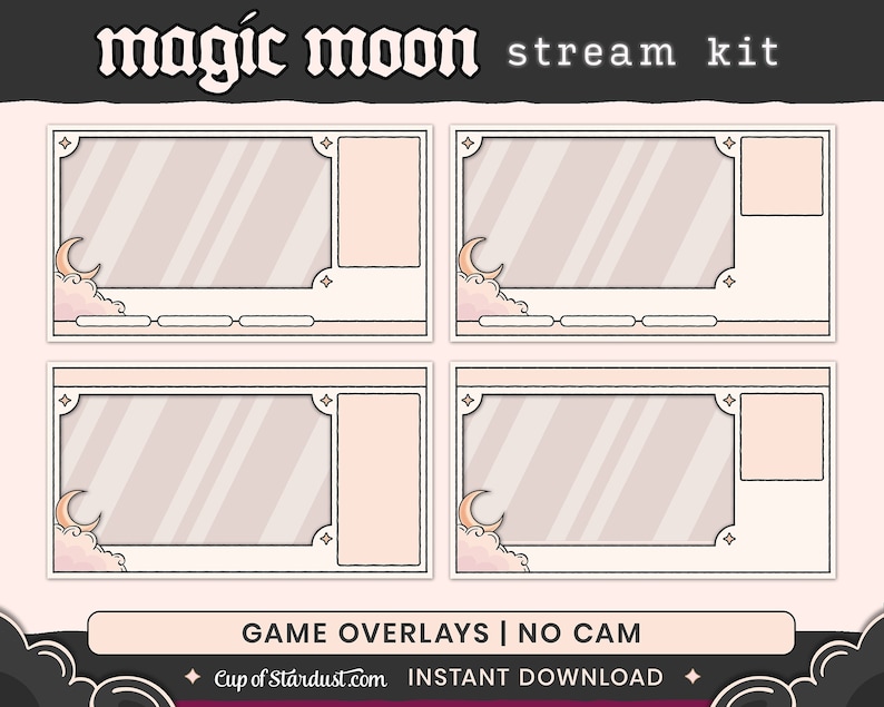 Magic Moon Stream Package Twitch Overlays Animated Videos - Etsy