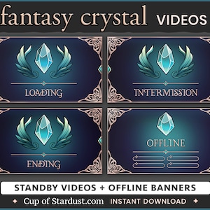 Fantasy Crystal Stream Overlays Kit - Animated Starting Videos, Twitch Panels, Vtuber Assets ...
