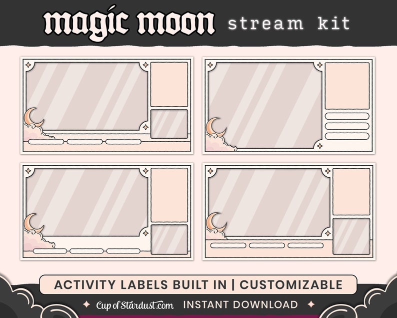 Magic Moon Stream Package Twitch Overlays Animated Videos - Etsy