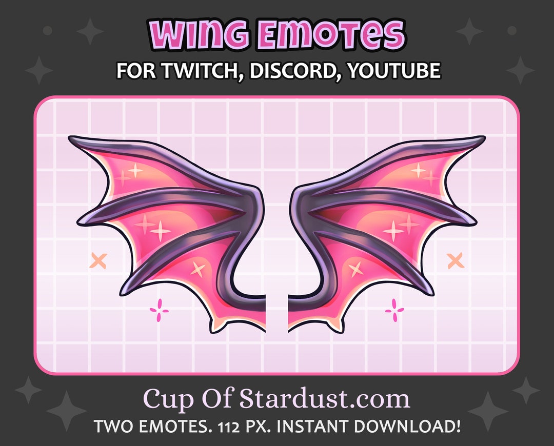 Pink Dragon Wing Twitch Emotes - Stream Assets - Discord Emotes ...