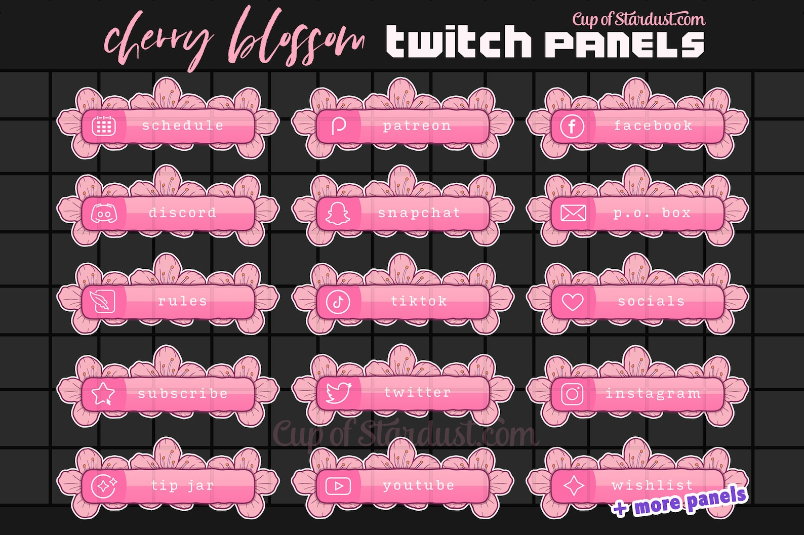 Cherry Blossom Twitch Info Panels - Pink Sakura Spring Profile Banners ...