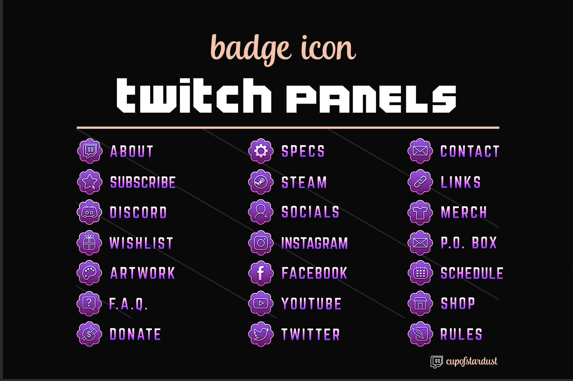 Twitch panel icons - klorabbit
