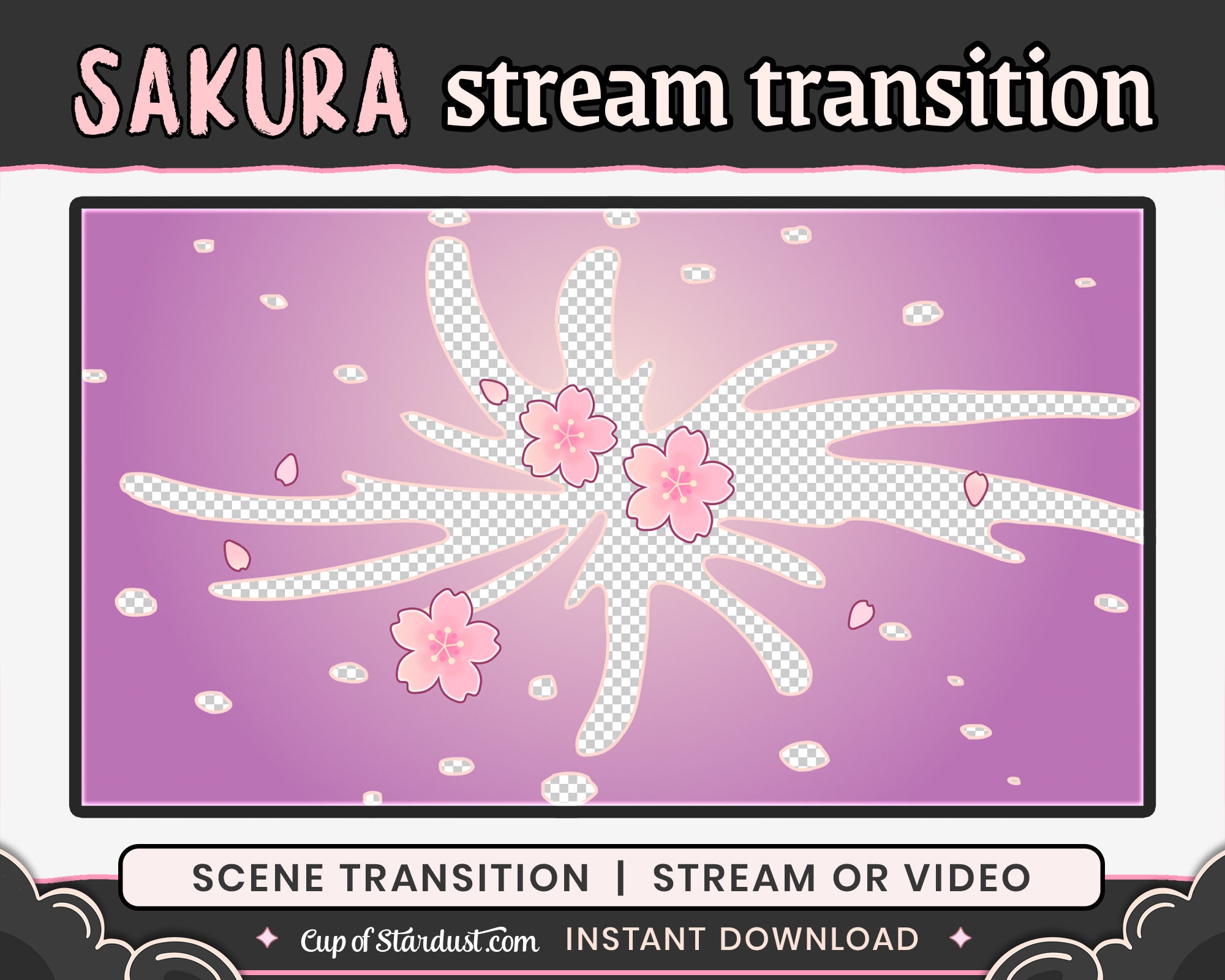 Sakura Stinger Transition Purple Pink OBS Scene - Etsy