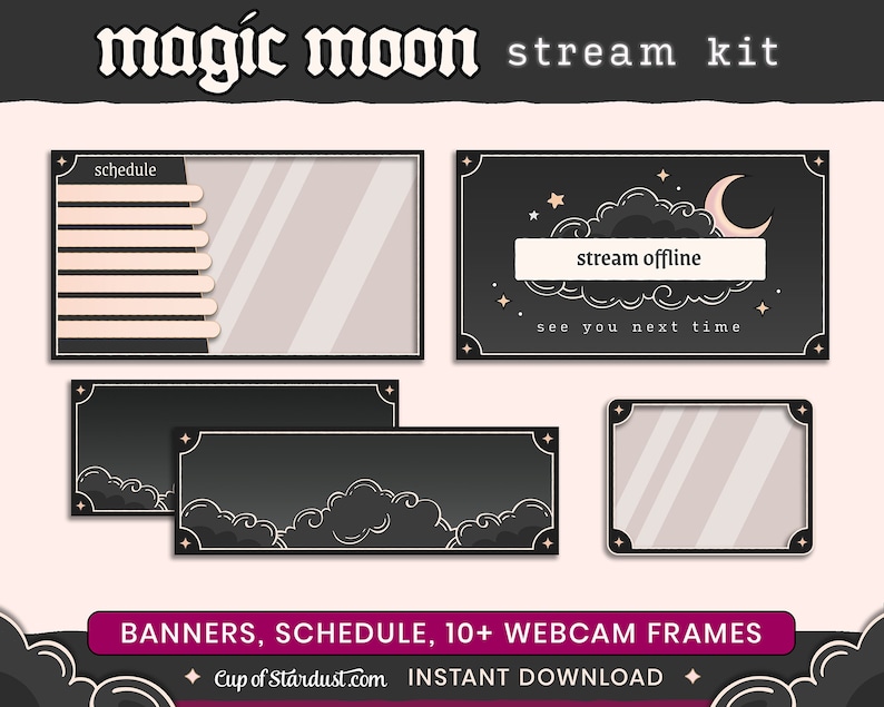 Magic Moon Twitch Overlays - Animated Stream Assets - Stream Alerts ...