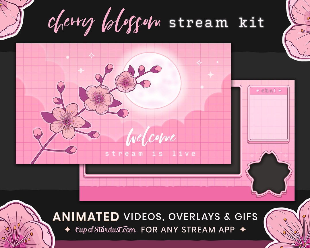 Sakura Twitch Overlay Package - Stream Alerts - Animated Stream ...