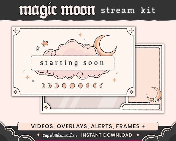 Magic Moon Stream Package Twitch Overlays Animated Videos - Etsy