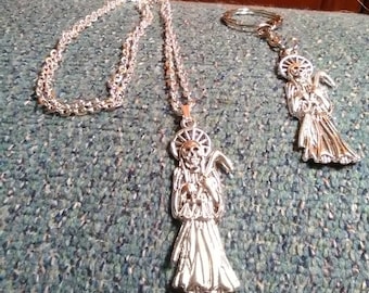 Santa Muerte Wooden Keychain - Etsy