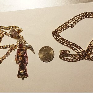 Tricolor Gold Santa Muerte Pendant and TWO Chains - Etsy