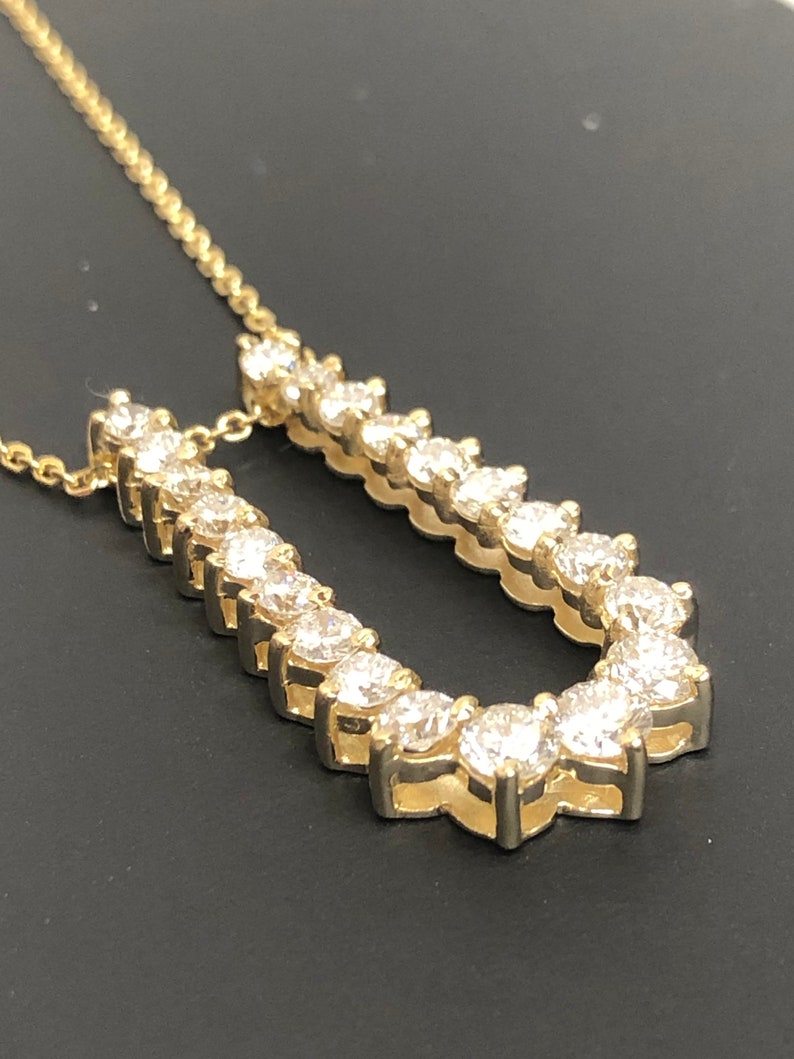 14k Yellow Gold and Diamond U Shape Pendant - Etsy