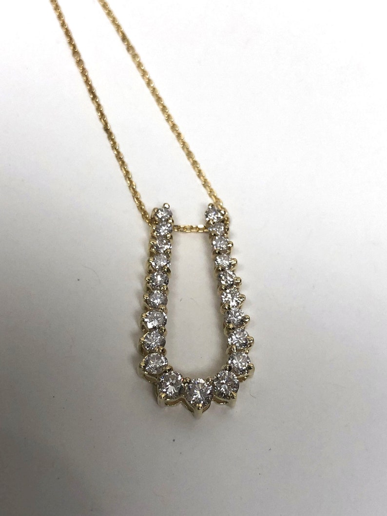 14k Yellow Gold and Diamond U Shape Pendant - Etsy