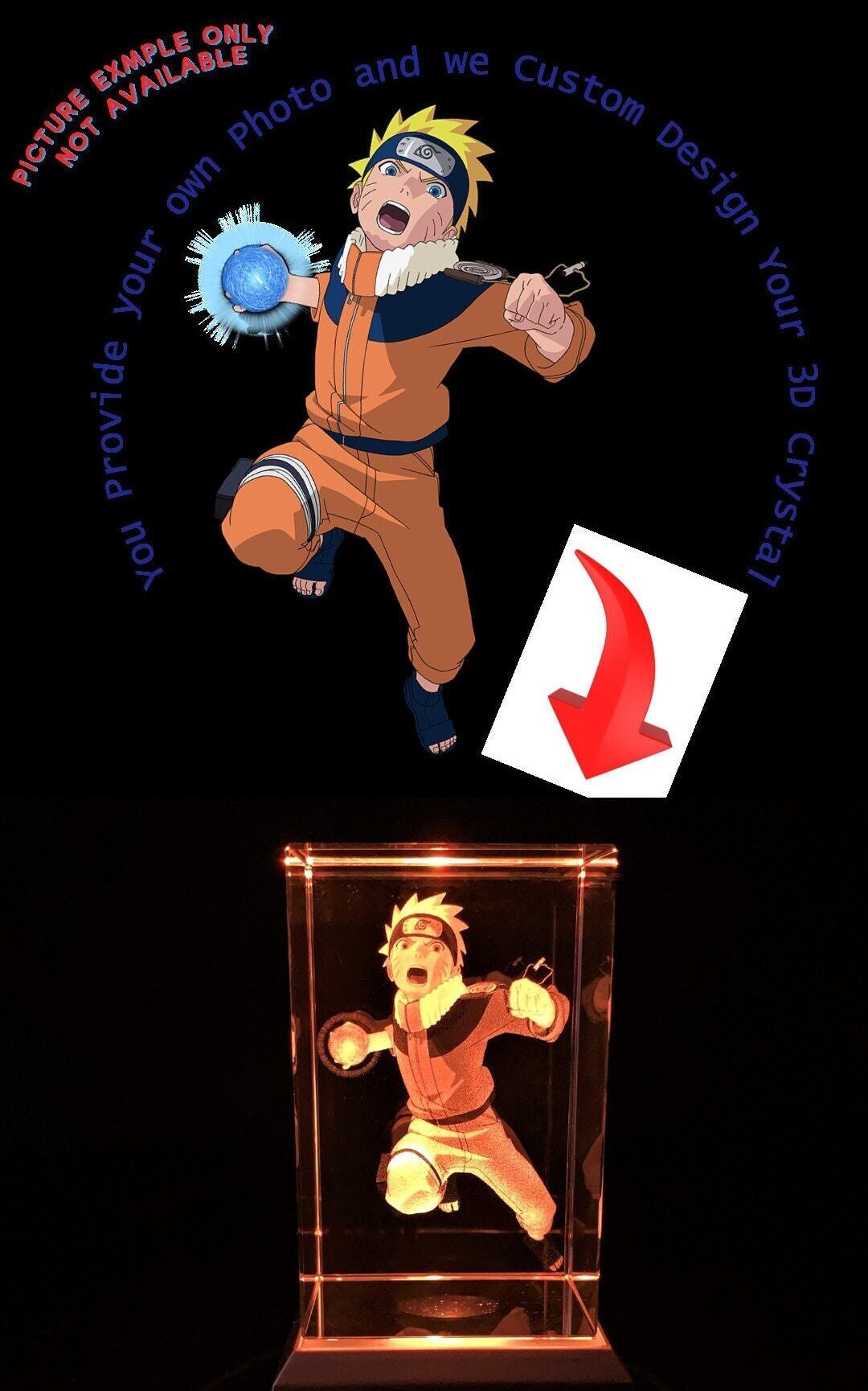 3D Anime Character Light up Crystal Gift Custom Made W-free USPS ...