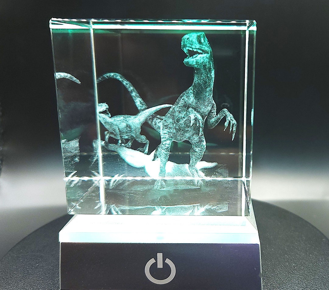 3D Blue & Baby Beta Dinosaurs LED Crystal Collectible - Etsy