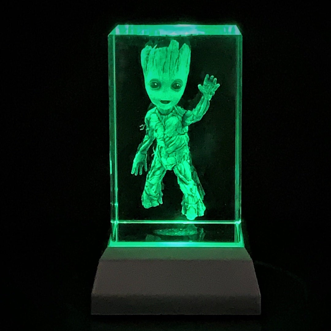 3D Baby Groot LED Crystal Collectible Includes: Multi-color or White ...