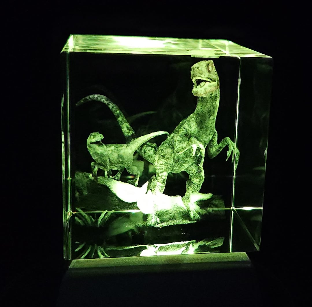 Blue & Baby Beta Velociraptor Jurassic World Fallen Kingdom 3D Crystal ...