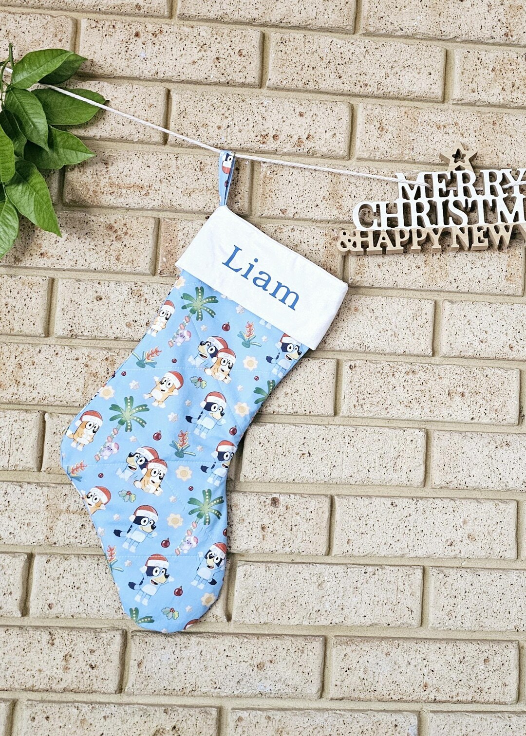 Personalized Bluey and Bingo Christmas Stocking: Extra Long Quilted ...