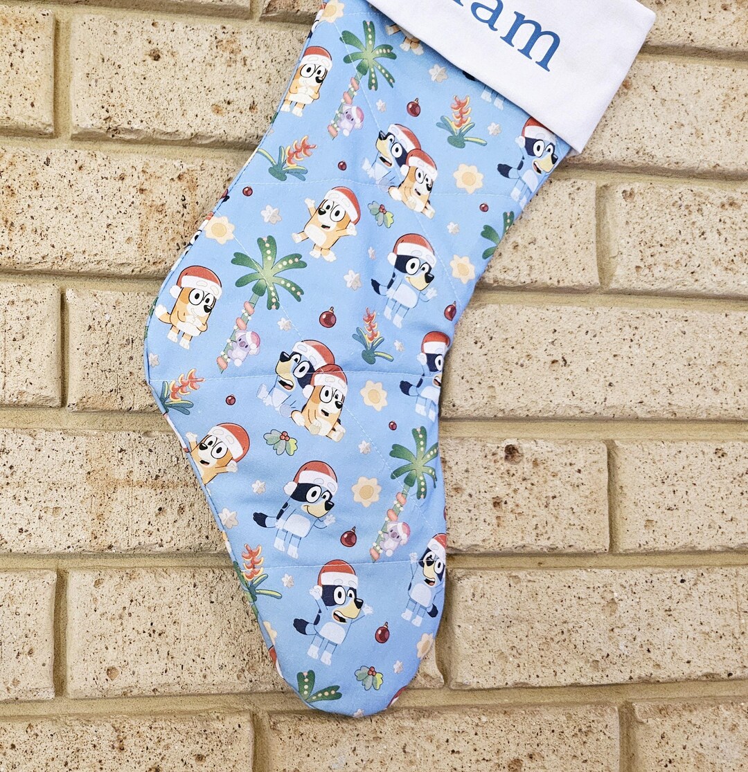 Personalized Bluey and Bingo Christmas Stocking: Extra Long Quilted ...