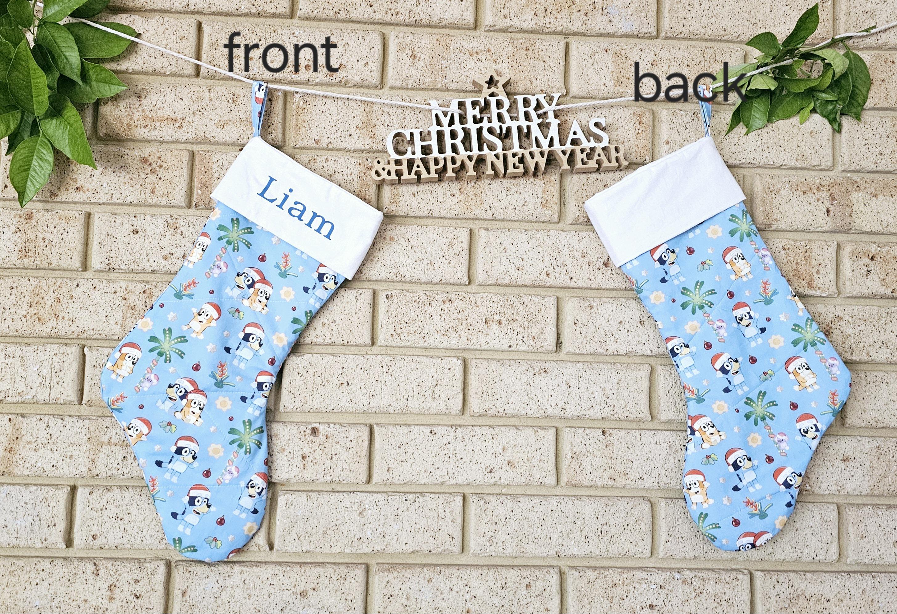 Personalized Bluey and Bingo Christmas Stocking: Extra Long Quilted ...
