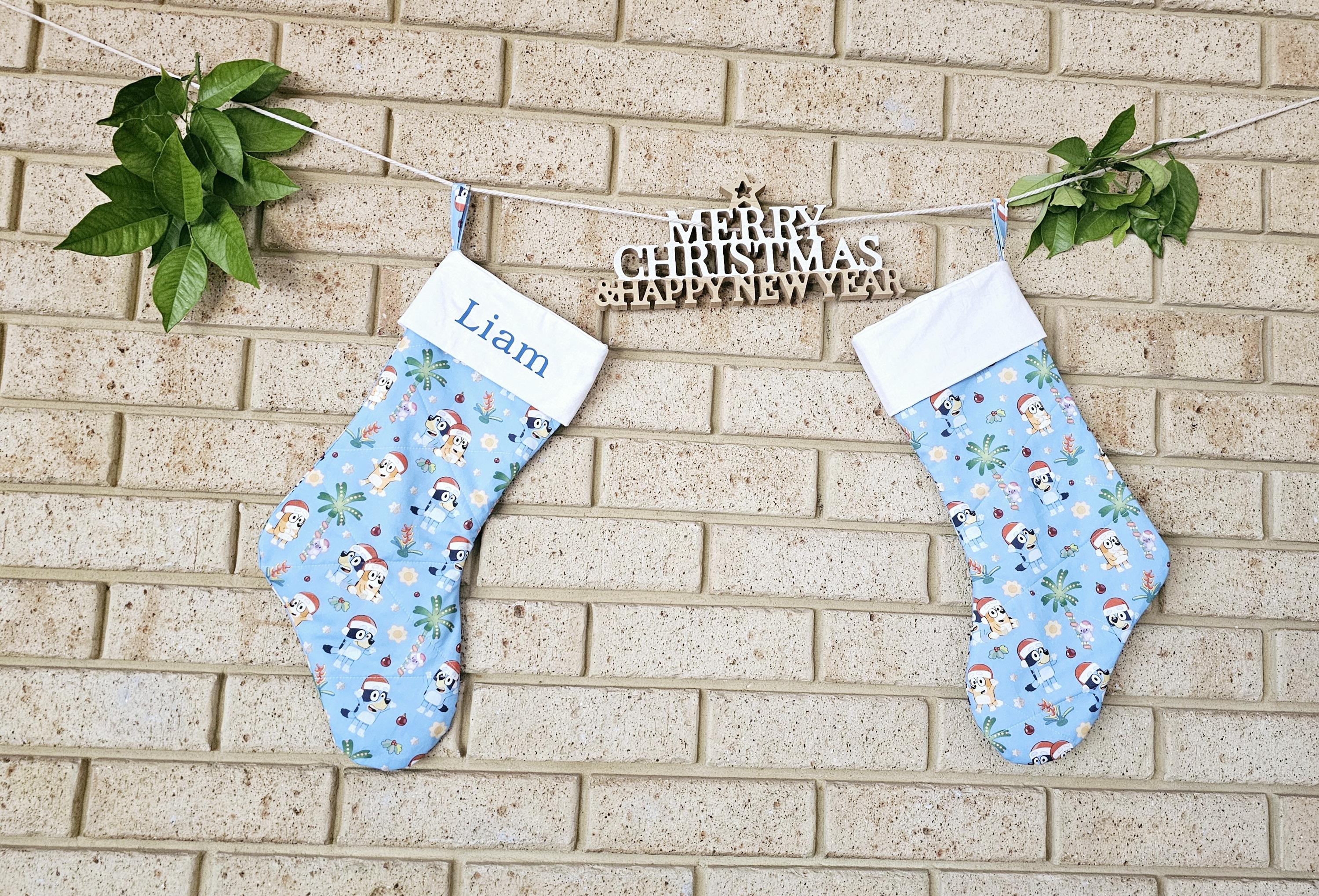 Personalized Bluey and Bingo Christmas Stocking: Extra Long Quilted ...
